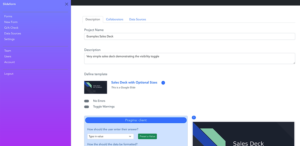Getting Started with Slideform